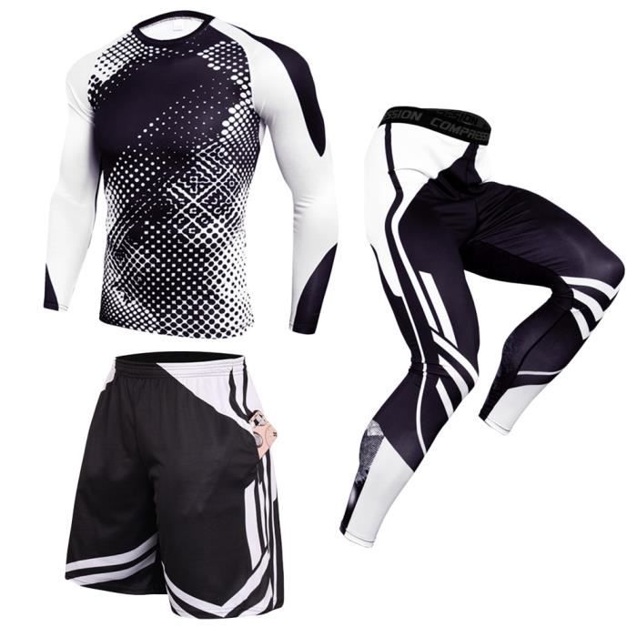Tenue de Compression de Sport pour Homme 3 Pièces Tenue de Compression ...