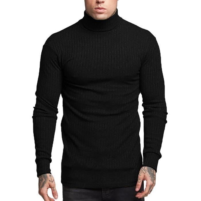 Inhzoy Pull Homme Col Roulé Hiver Chandails Casual Slim Fit à Manches ...