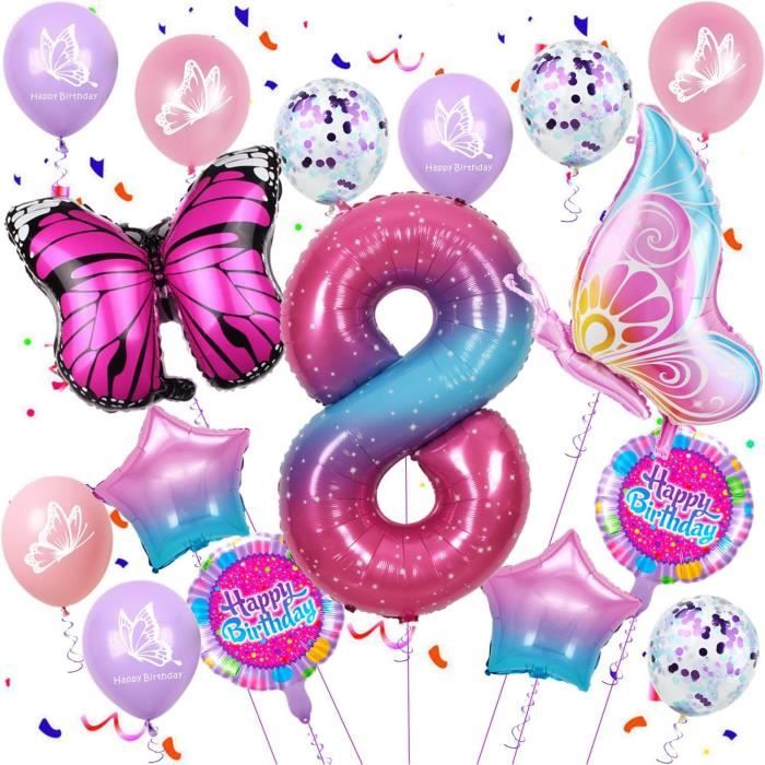 Ballon Papillon 8 Ans Anniversaire, Décoration Papillon 8 Ans ...