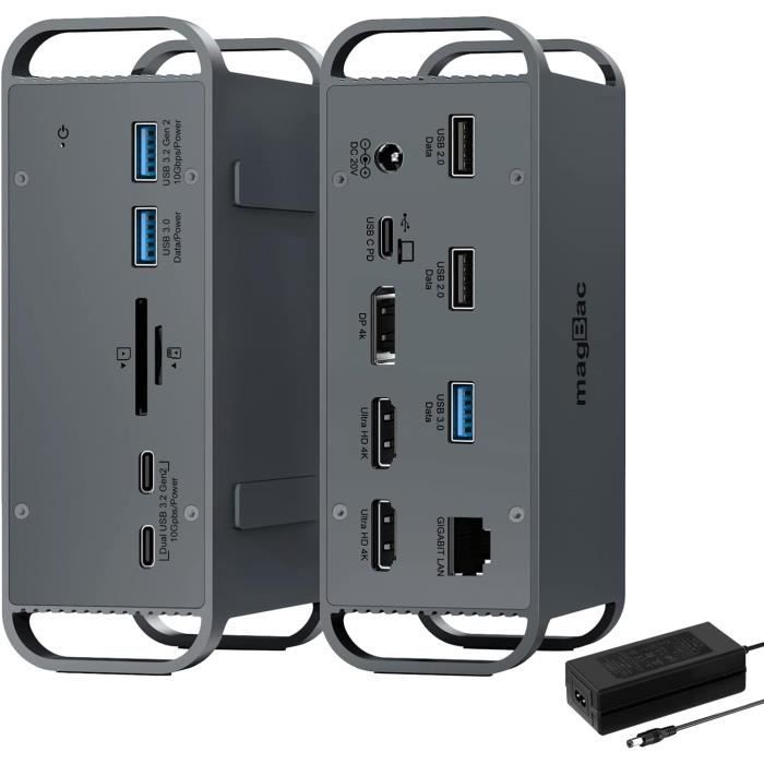 Station D'Accueil Pour Ordinateur Portable Double Moniteur, 15 In 1 Usb C Dock Triple Écran Avec ...