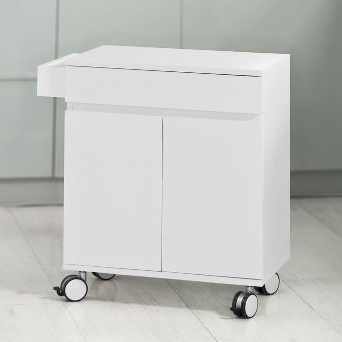 SoBuy® FKW38-W Desserte micro-ondes sur roulettes Meuble de rangement ...