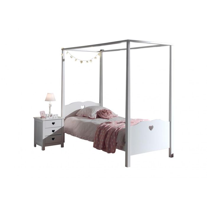 Lit Baldaquin Amori - Vipack - Bois Blanc - Style Junior - Marron - Lit ...