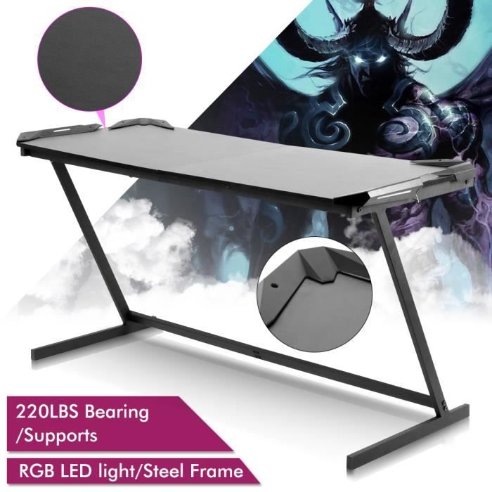 Gaming Desk Bureau d'ordinateur de jeu 150 x 60 x 77.5 cm - Cdiscount ...
