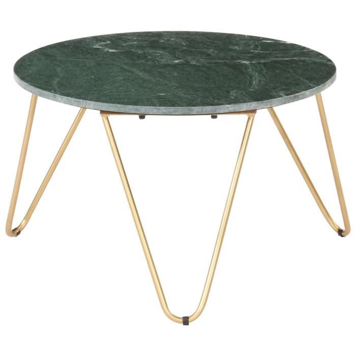 ZERODIS Table basse Vert 65x65x42 cm Pierre véritable et texture marbre ...
