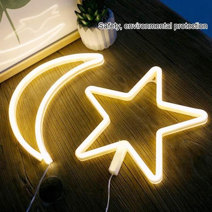 Lampe néon en forme d'étoile LED - Lumière Néon Veilleuse USB Forme d ...