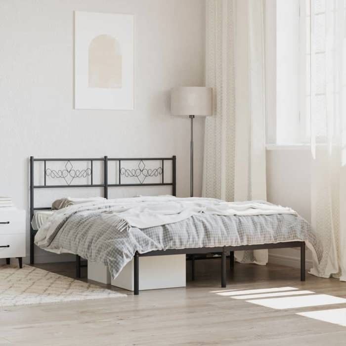 Lit Double Contemporain | Cadre de lit métal |sans matelas| et tête de ...