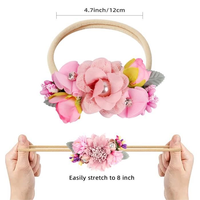 Ncmama bandeaux élastiques fleurs artificielles personnalisées anneau ...