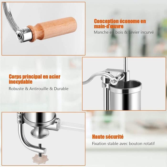 GOPLUS Poussoir a Saucisse Machine a Saucisse Manuelle en Acier Inox et Aluminium avec 4Tubes de Renplissage Differents Diametres Cdiscount Maison