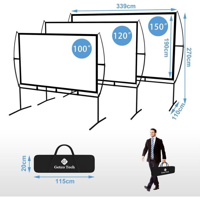 Écran De Projection Mobile 339 X 270 Cm (150'') 16:9 - Facile À Monter ...