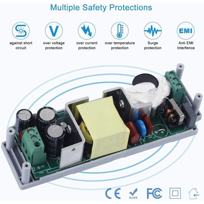 Transformateur IP44 24V 0.5A 12W Gradation TRIAC Pilote, Mini ...