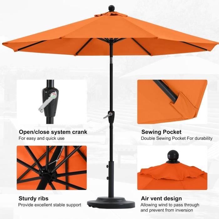 Parasol De Terrasse De 2,7 M \U2013 Parasol De Table Imperméable Avec ...