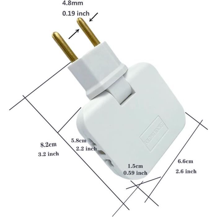 Rotation Plug Eu Converter, 3Ac 180 Degrés Extension Plug Multi Plug ...