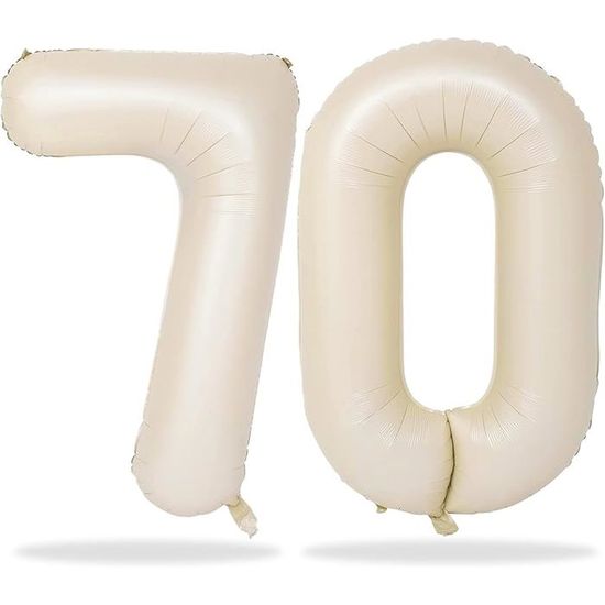 Ballon Chiffre 70 Beige Crème Aluminium 101,6cm - Grand Format pour ...