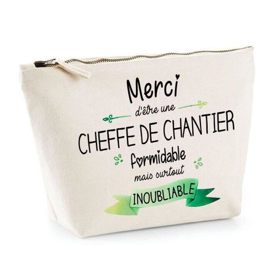 Trousse à accessoires - Merci Cheffe - Beige - Coton 100% - Idéale pour ...