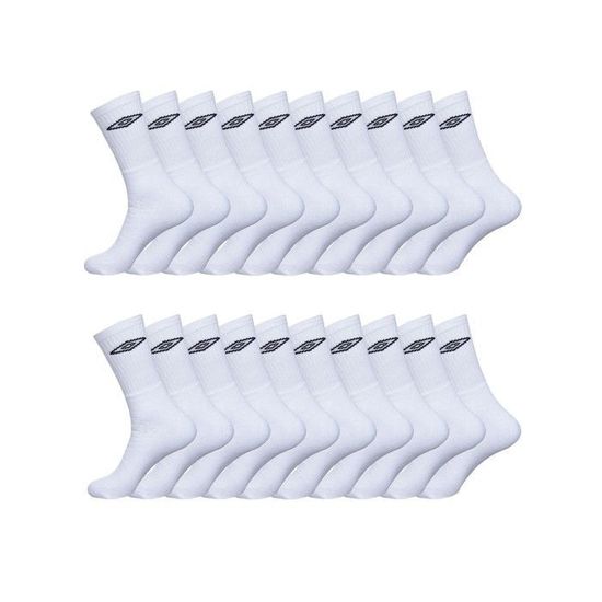 Umbro Chaussettes Homme, Chaussette Haute Homme (Lot de 20) - Blanc ...