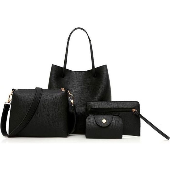 SAC A MAIN Set de Sacs Noir - Sac à Main Sac à Bandoulière Femme ...