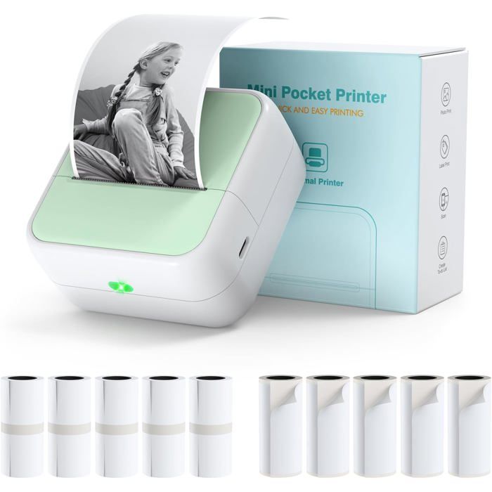 Bisofice S1 Mini Imprimante Photo Portable, Imprimante de Poche sans ...