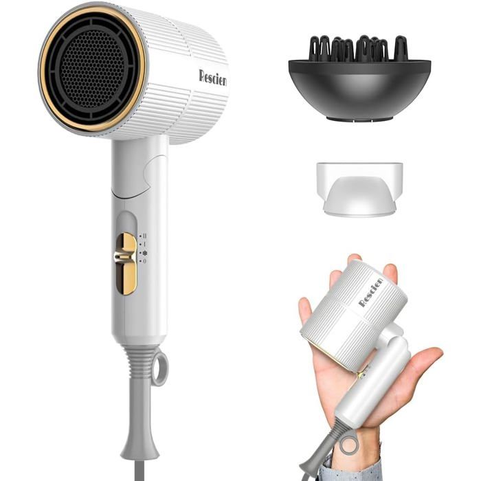 Sèche-Cheveux Ionique RESCIEN 2000W - Pliable, Voyage, Séchage Rapide ...