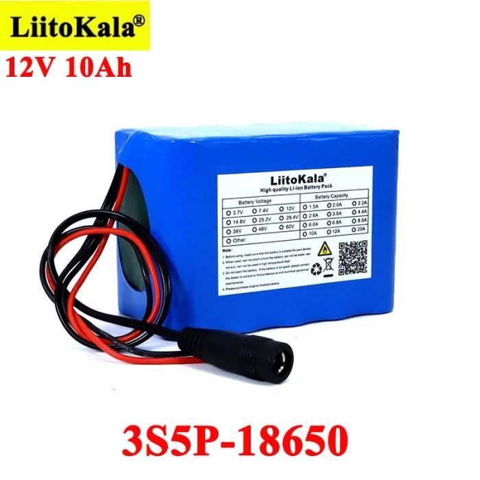 12V-10A-Batterie Li-lon 12v 10ah 18650, 10000mah Avec Bms Pour Moniteur D'éclairage D'urgence ...