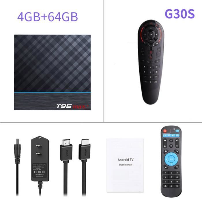 Ue Plug - 4 Go 64 Go avec G30S - boîtier Smart TV et Wifi Android 9.0 ...