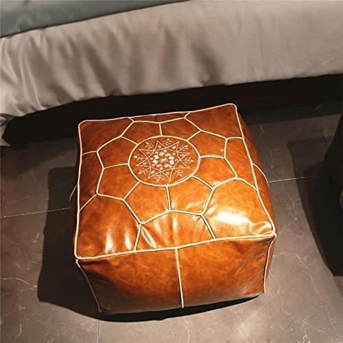 Repose-Pieds Coussin carré marocain Cuir PU Broder Artisanat Pouf Siège ...