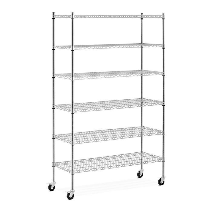 Etagere charge lourde metallique 120 x 45 x 190 cm 90 kg 4 roulettes ...