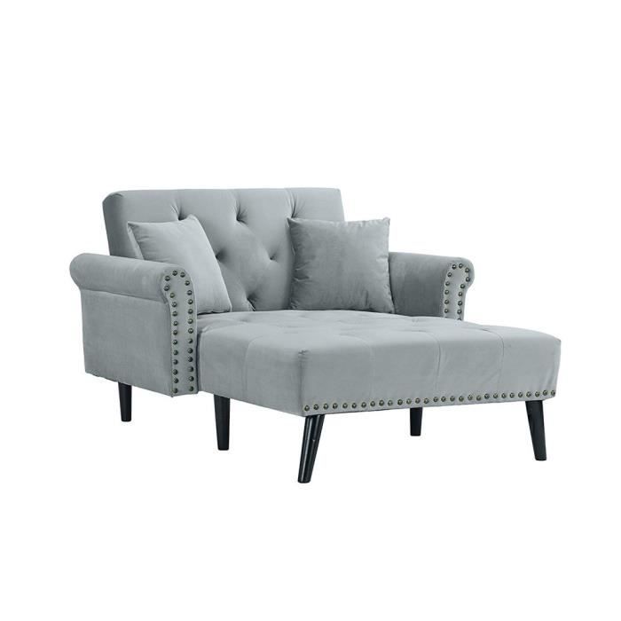 Méridienne droite - Design classique - Velours - Coloris différents ...