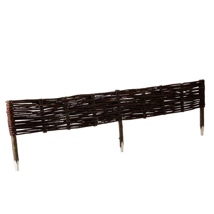Clôture en osier et bois 100 x 20 cm (35 cm avec piquets) - Lot de 5 ...