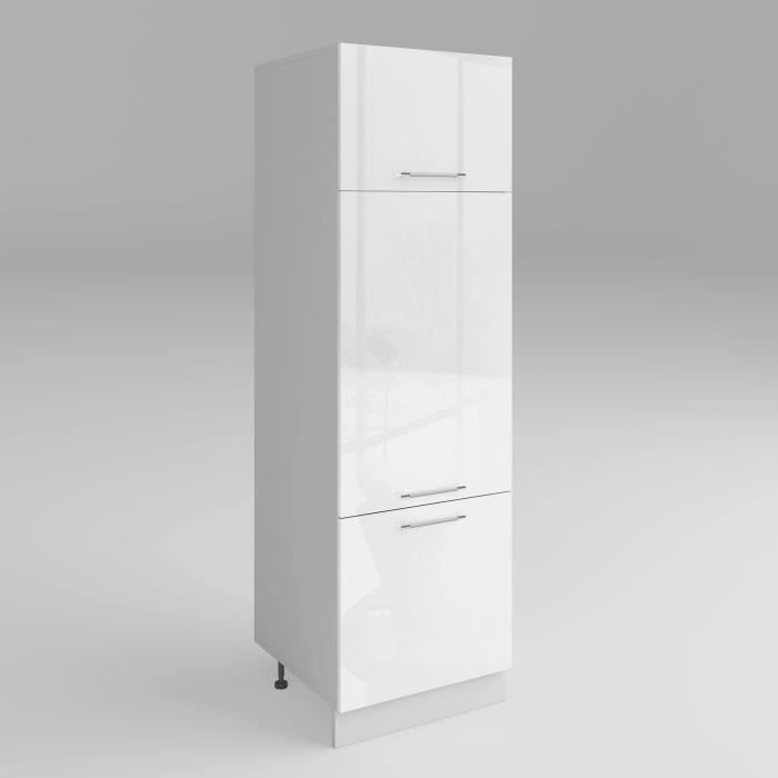 Meuble de cuisine colonne four et rangement blanc laqué L 60 x H 200 cm ...