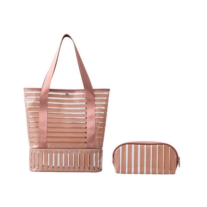 Sac de plage,Sac de plage imperméable en Pvc Transparent, sac à main de ...