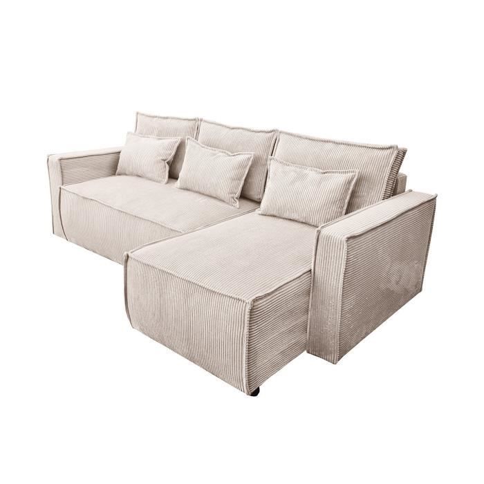 Canapé 2 places et 1 méridienne convertible en lit L232 cm - 232 cm X ...