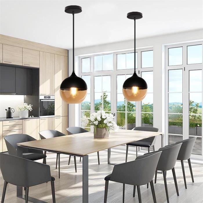 Kawoo Lot de 2 Lampe Suspension Retro,Lustre Luminaire Industrielle ...