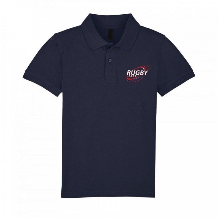 Polo enfant Rugby manches courtes bleu marine - NPZ - Regular - Col ...
