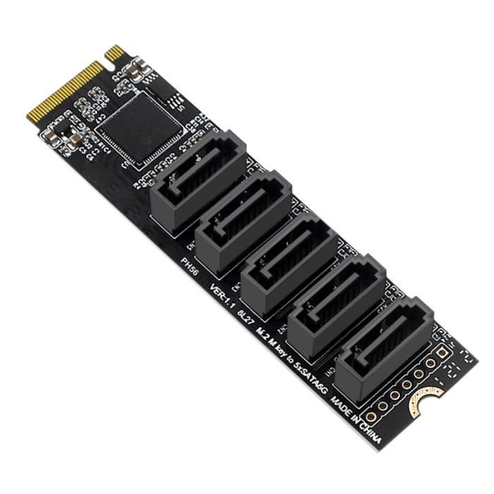 M.2 NGFF PCIE B-Key Sata Vers SATA 3.0 Carte D'Extension 5 Ports Carte Adaptateur 6 Gbps de ...