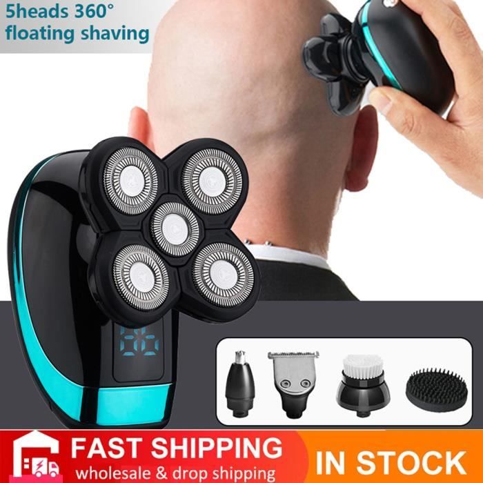 5 In 1 4D Men's Rechargeable Bald Head Electric Shaver 5 Floating Heads ...