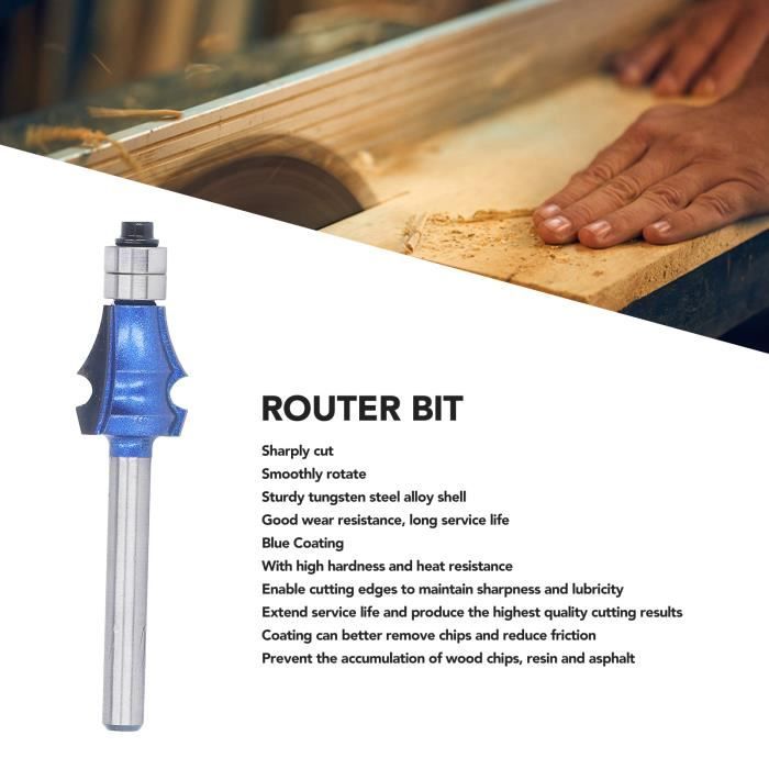 Fraise à bois 1/4 Shank Router Bit Double Bearing Flush Trim Router ...