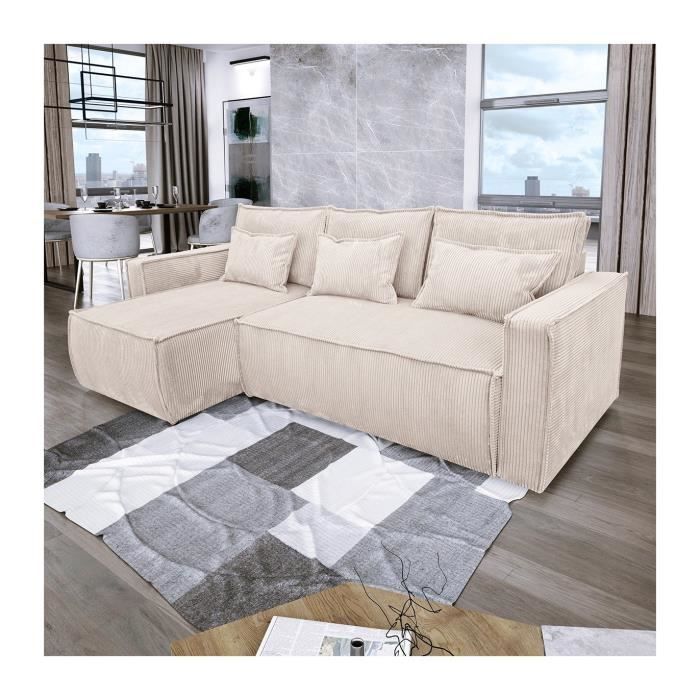 Canapé 2 places et 1 méridienne convertible en lit L232 cm - 232 cm X ...