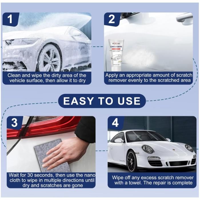 Kit Efface Rayure Voiture,Nano Sparkle Cloth,Polish Voiture Rayure ...