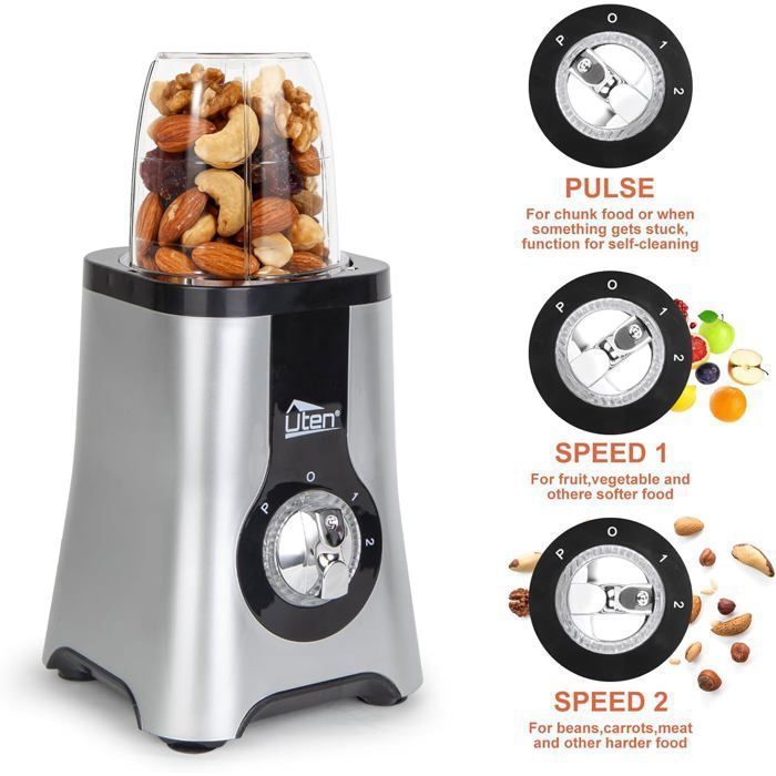UTEN Blender Smoothie 1.25L,Blender Mixeur - 380 W - 3 vitesses - 2 en ...