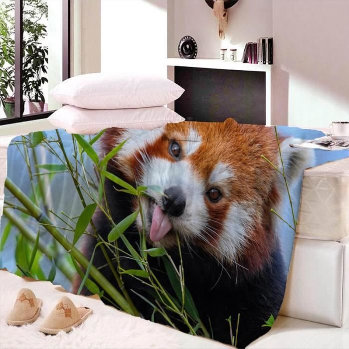 Couverture Panda Roux Animal Plaid Polaire 130X150 Cm Chaude Douce ...