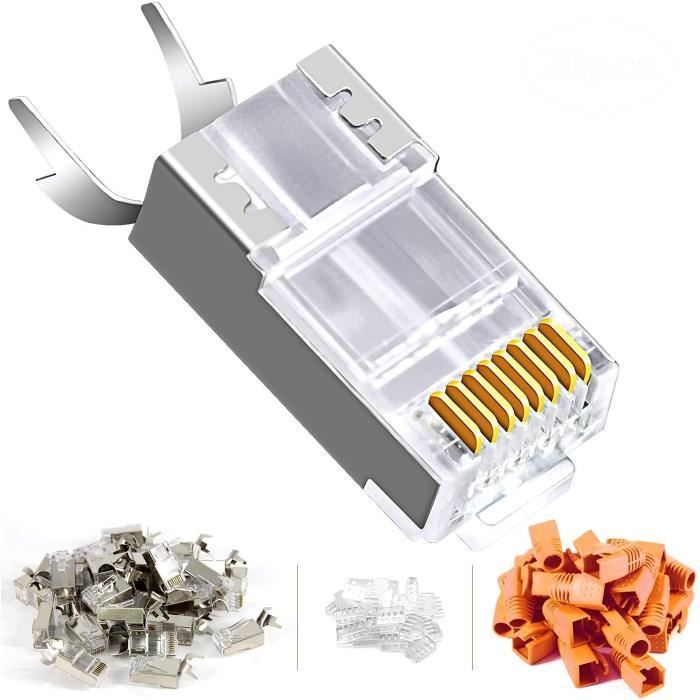 Lot de 30 connecteurs Ethernet RJ45 blindés Cat7 avec barre de charge ...