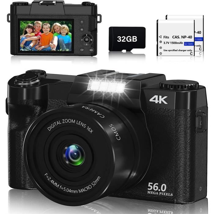 Chargeur 2 batteries avec carte TF 32G-Caméra photo numérique pour ...