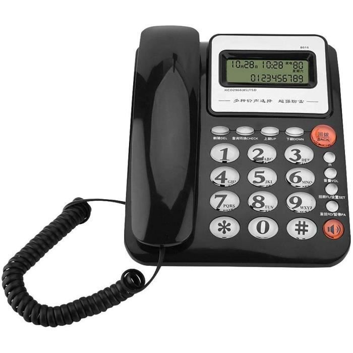 Téléphone Filaire, Grand écran d'affichage d'identification de l'appelant sans Batterie pour ...