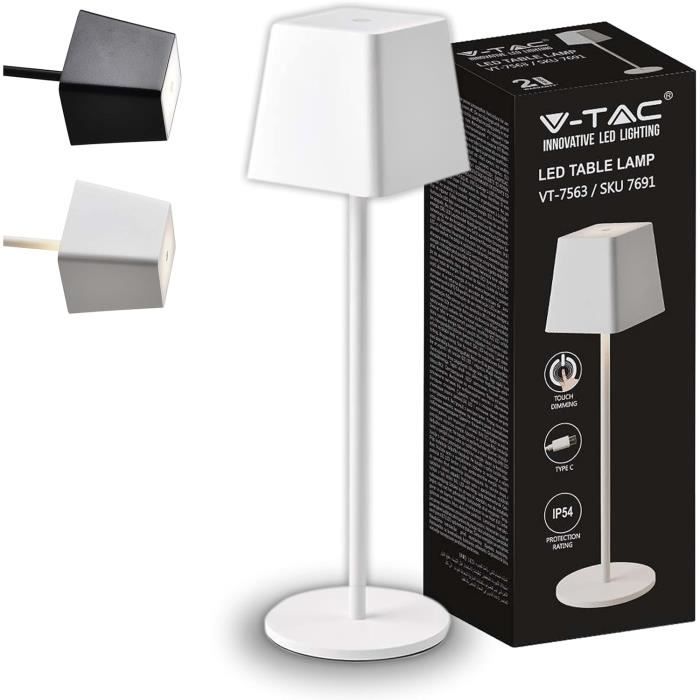 Lampe De Table Sans Fil Led Dimmable Avec Commandes Tactiles , Bureau - Batterie 4400 Mah ...