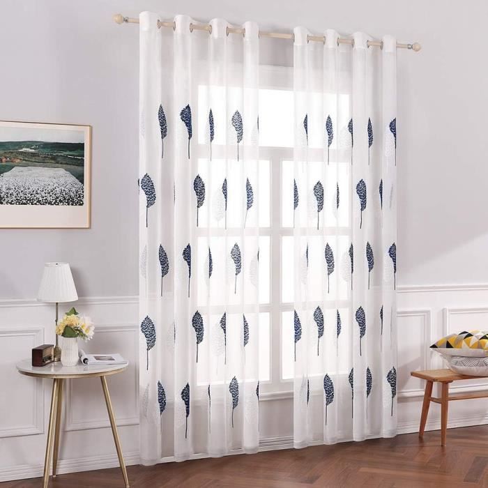 Rideau Salon-Beau Rideau Voilage Avec Motif D'Arbre - Miulee - Lot De 2 ...