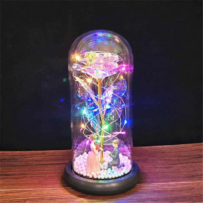 Lampe Led Rose Éternelle En Feuille De Verre, Décoration Pour La Maison ...