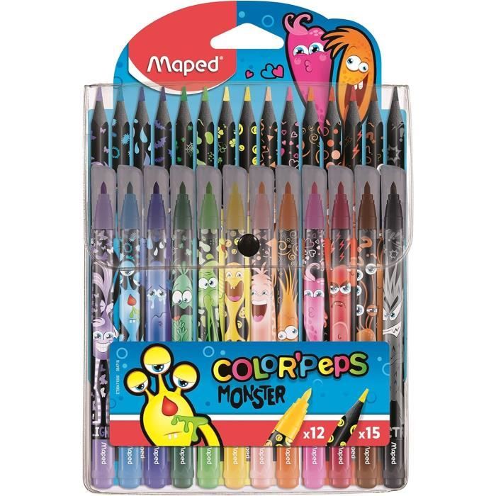 Maped - Combo Pack Monster Color'Peps - 15 Crayons De Couleurs Vives ...
