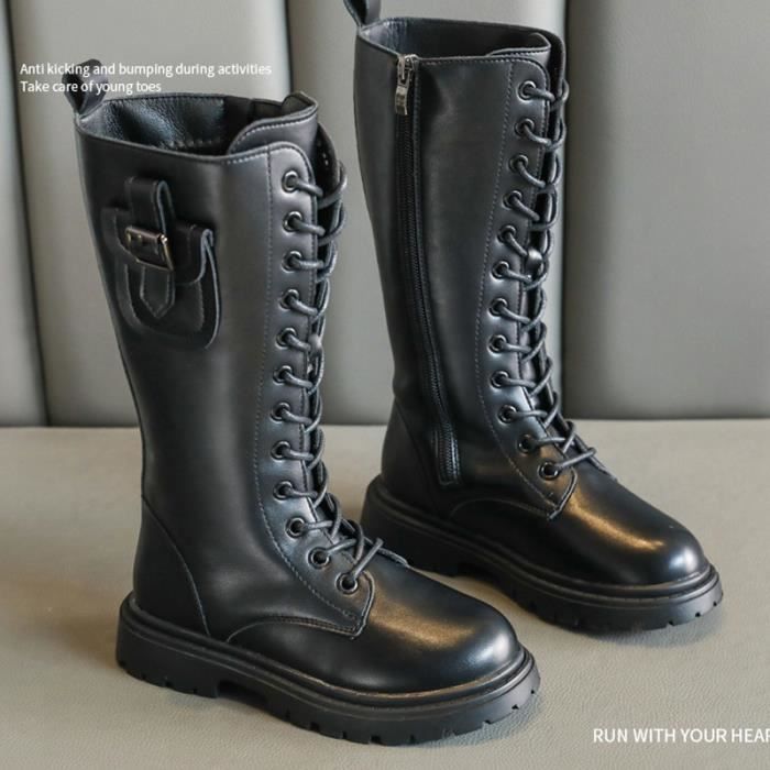 Botte princesse en cuir pour Filles hautes en velours chaudes à la mode ...