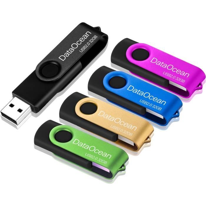 Lot De 5 Clé Usb 32 Go Usb 2.0 Flash Drive Stockage Rotation Disque ...