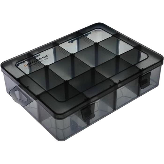Boîte De Rangement Pour Vis En Plastique Multi-Grilles 12 Grids L Noir ...
